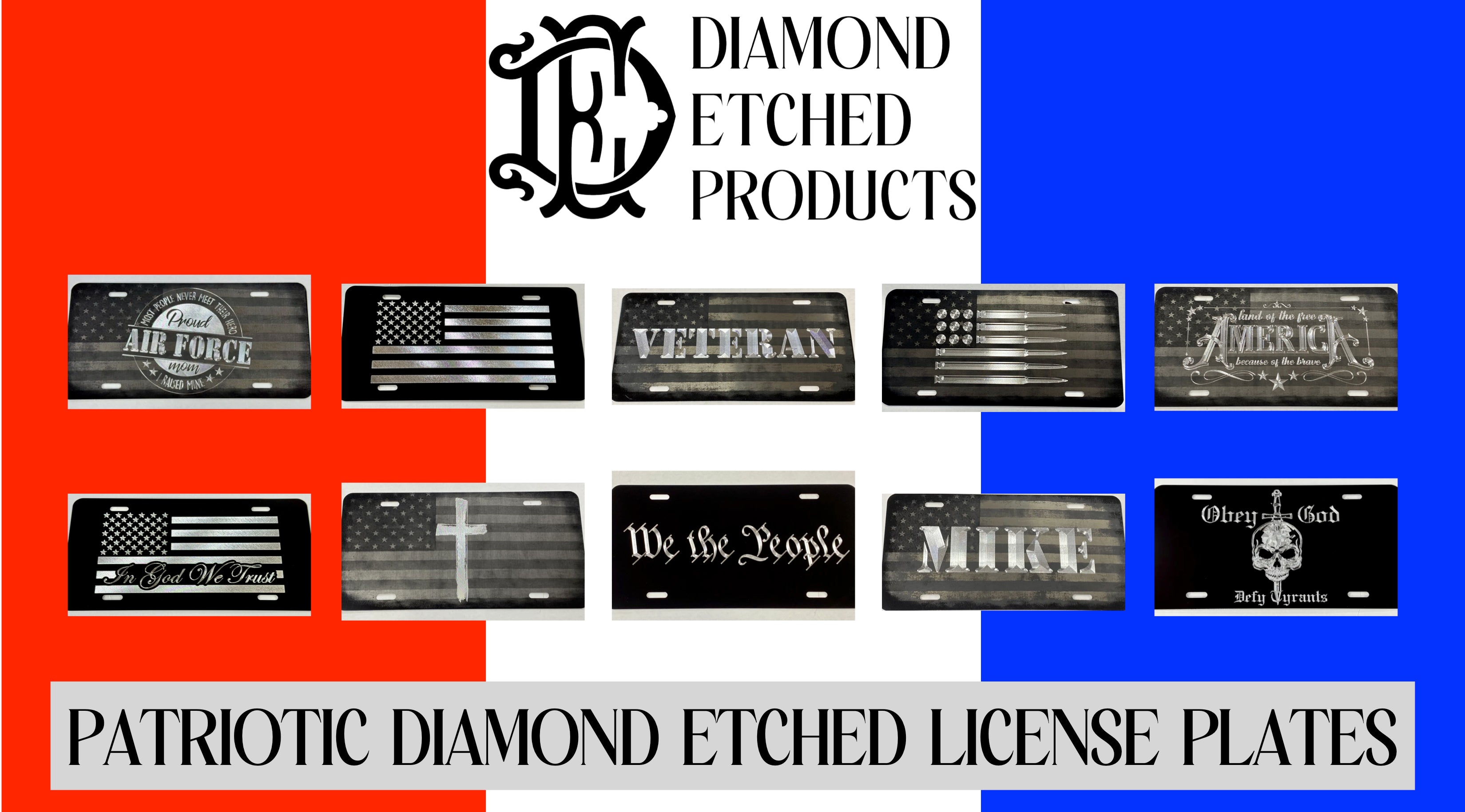 License Plates - Patriotic – Diamond Etched Products