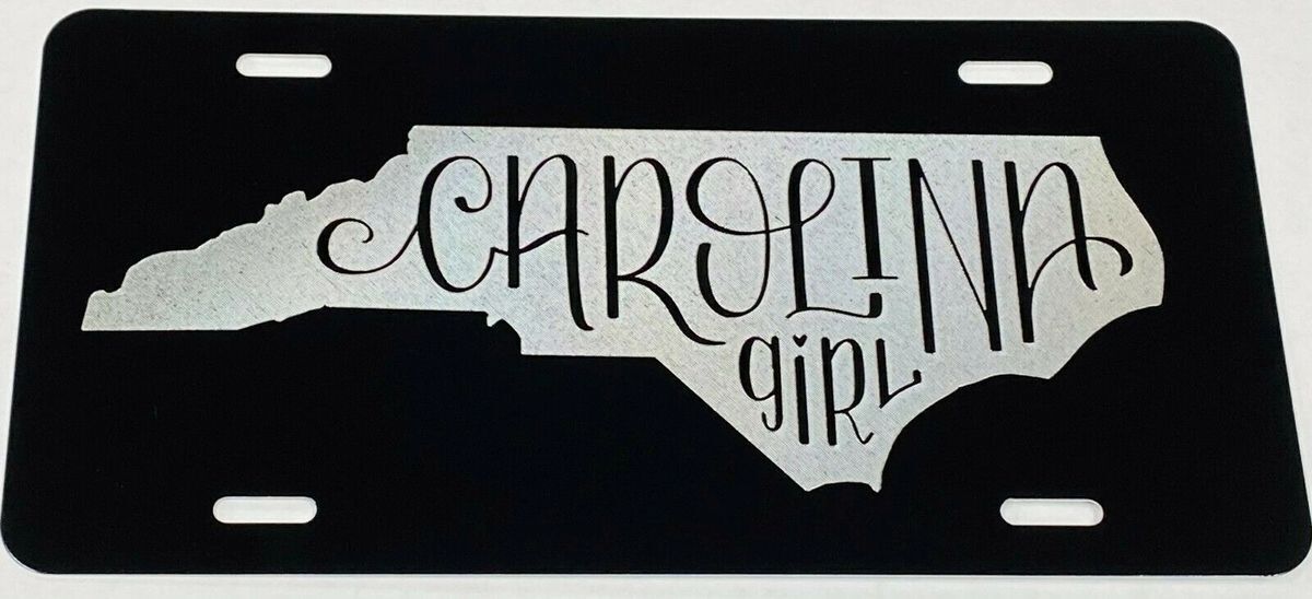 NC North Carolina Girl Car Tag – Diamond Etched Products